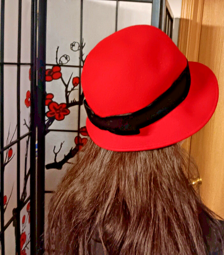 Amanda Smith Red Wool Felt Hat Black Band Bow Vintage Made in Italy | eBay