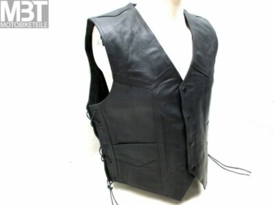 Modeka Gilet 1653 Gilet en Cuir Noir Veste de Motard Cuir | eBay