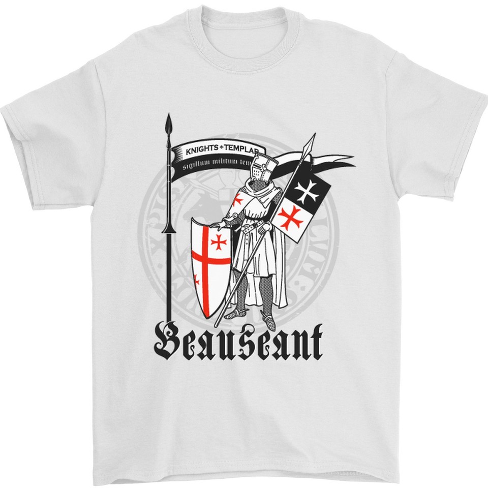 Knights Templar St Georges Day Beauseant Mens T-Shirt 100% Cotton | eBay