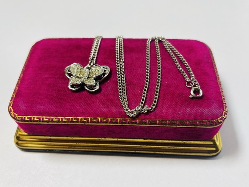 Vintage Whimsy Silver Tone & Crystal Rhinestone Butterfly Pendant ...