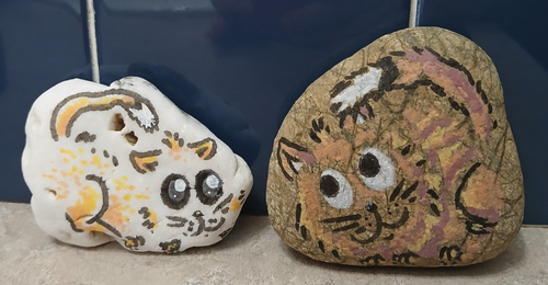 Pet Rocks Hand Painted Rock Art Gag Gift Cats | eBay