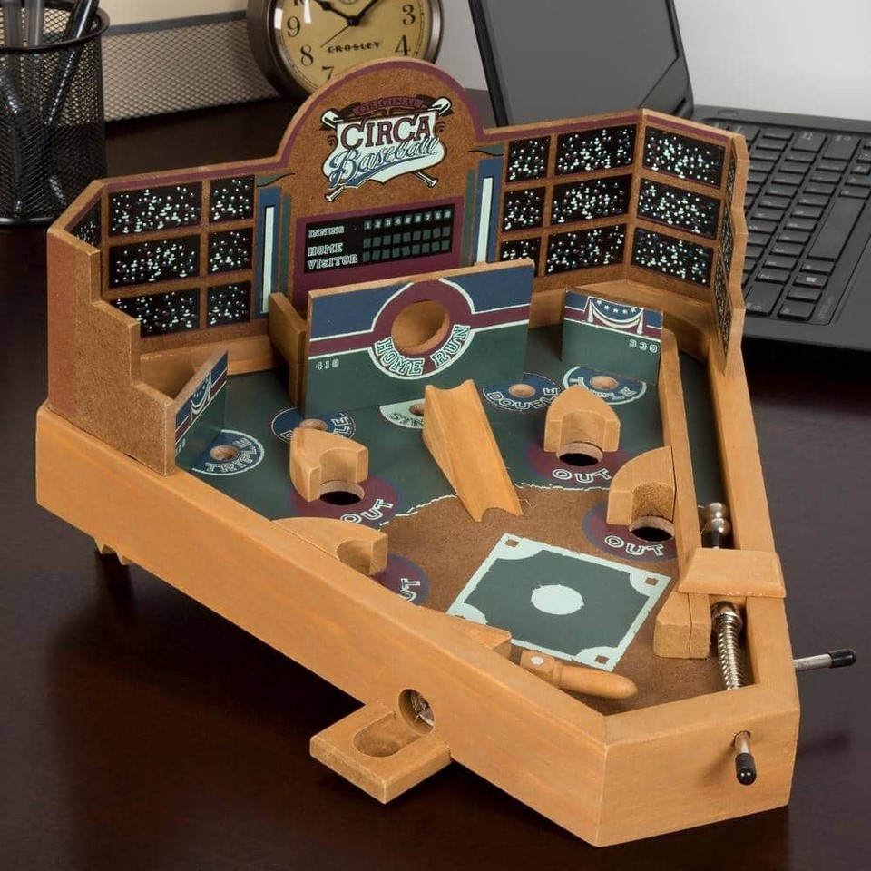 Tabletop Baseball Pinball Game Durable Wood MDF Metal 2-Balls 13"L x 12 ...