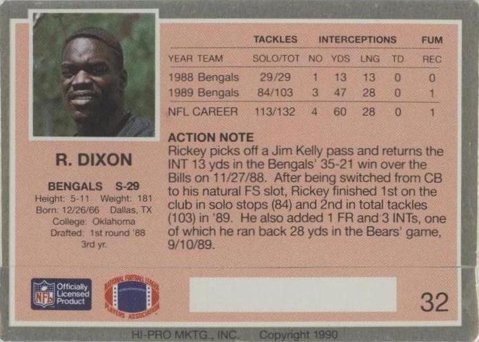 1990 Action Packed Rickey Dixon #32 for sale | eBay