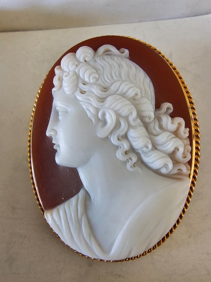 ANTIQUE SARDONYX CAMEO HIGH RELIEF 14K GOLD MUSEUM QUALITY LARGE | eBay