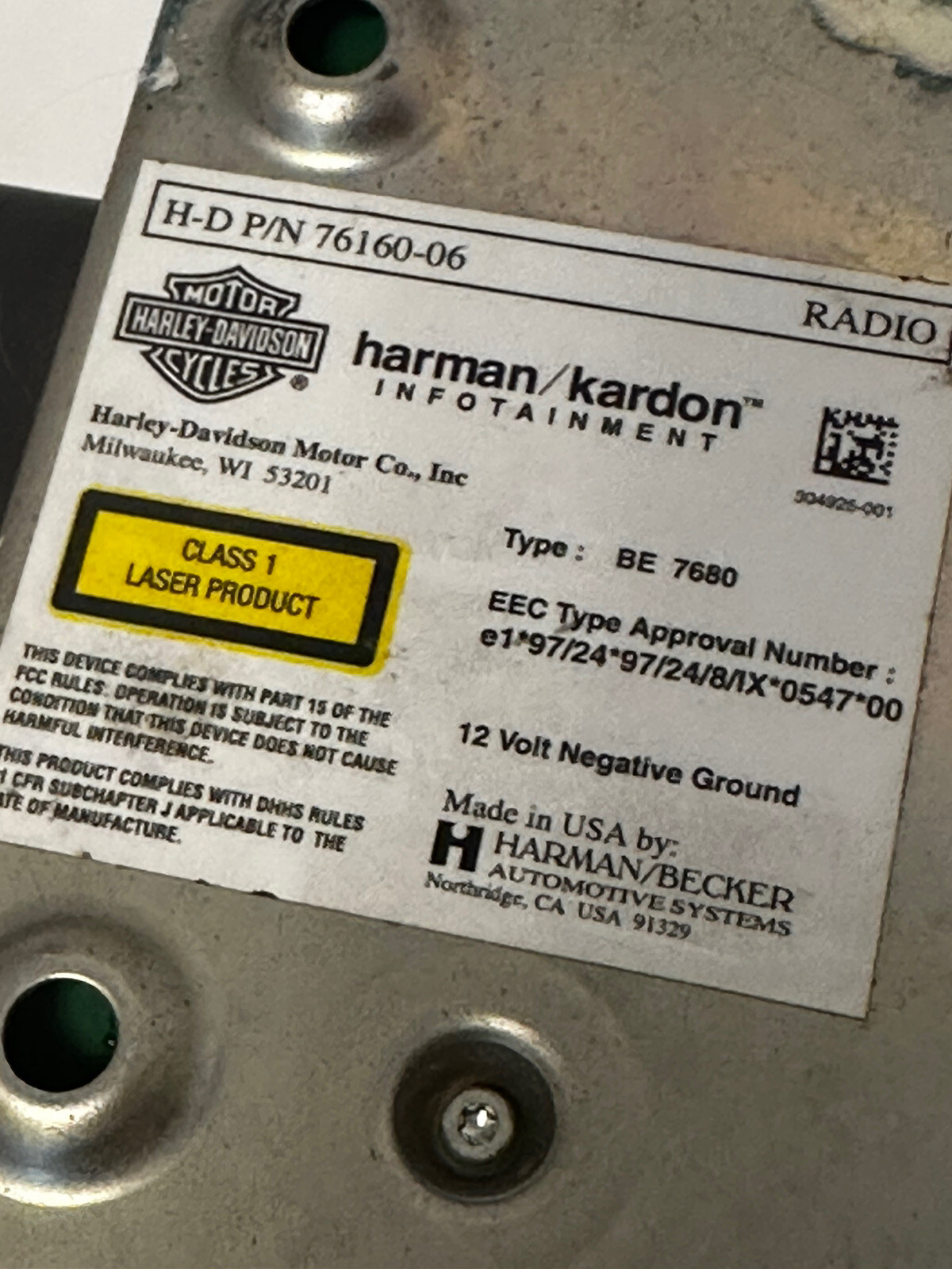 Harley Davidson Touring Harmon Kardon Radio CD Player W CB Module OEM ...