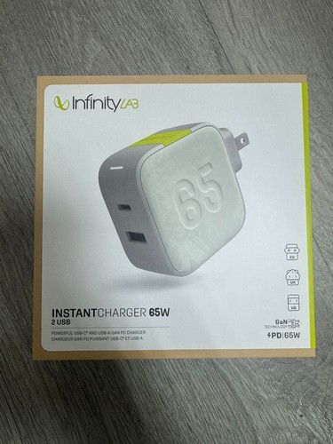 INFINITY LAB InstantCharger 65W 2 USB, Powerful USB-C & USB-A Gan PD ...