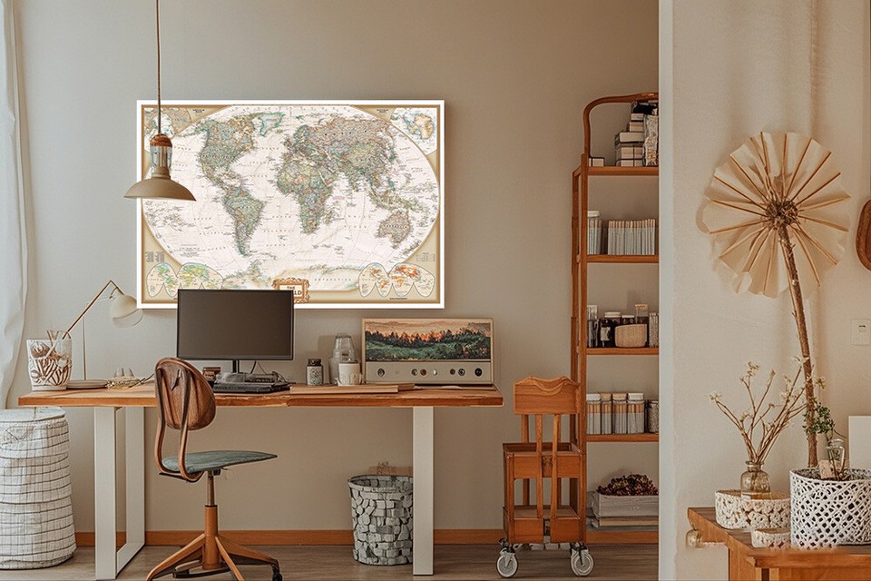 150x100cm World Map Wall Mural Decor Prints Poster Office Home School ...