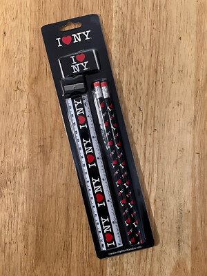 Official I Love NY Pencil Ruler Eraser Sharpener Set Souvenir | eBay