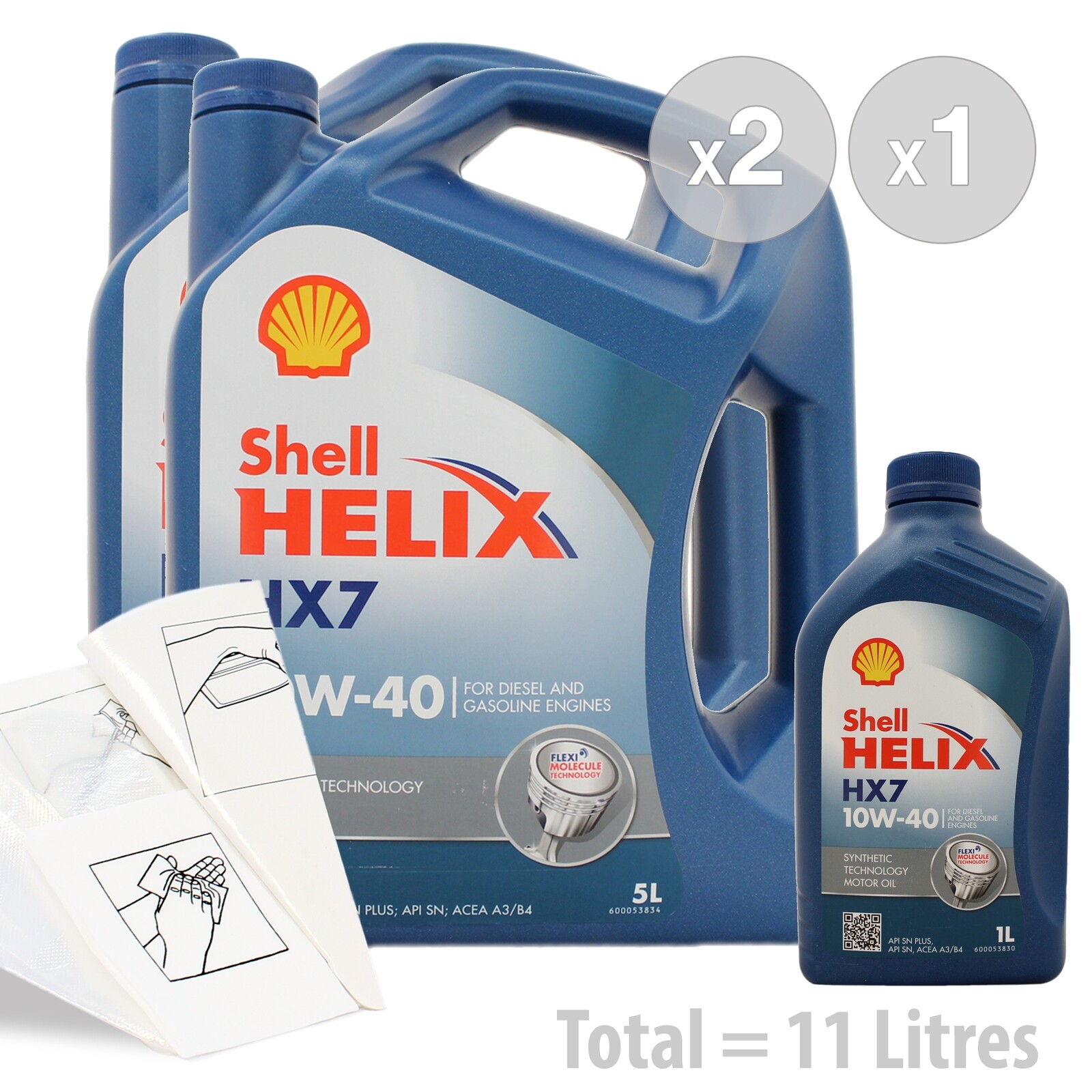 Car Engine Oil Service Kit / Pack 11 LITRES Shell Helix HX7 10W-40 11L ...