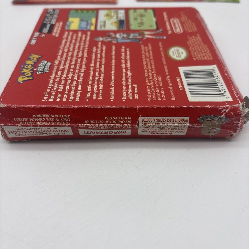 Pokemon Fire Red Version in box with wireless adapter Game Boy Advance ...