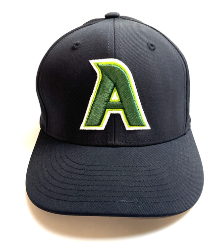 Nice Fitted Stretch Baseball Cap Hat "A" Logo Black & Green Size S-M | eBay