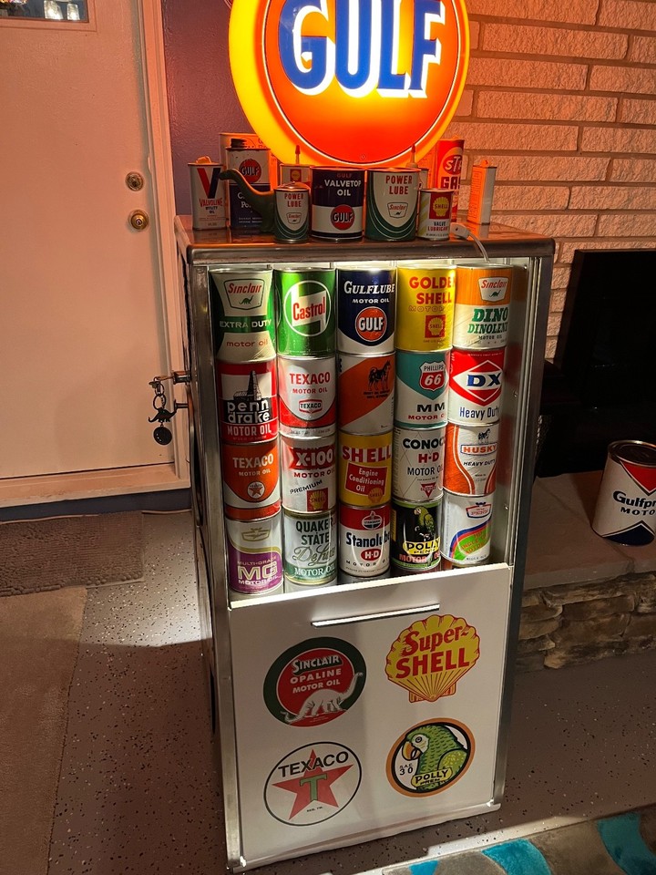 Vintage A.O. Smith oil cabinet with 50 cans | eBay