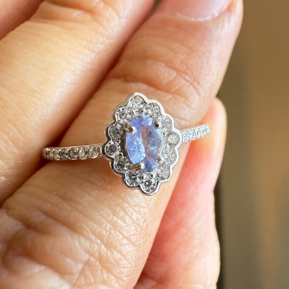 925 Sterling Silver Ring 5x3mm Natural Marquise Tanzanite Gemstone ...