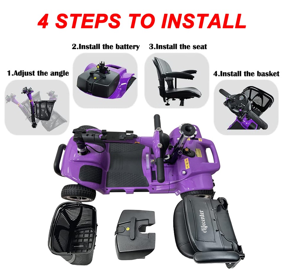 4 Wheel Mobility Scooter Folding Drive Device, Loading Capacity 265 lbs ...