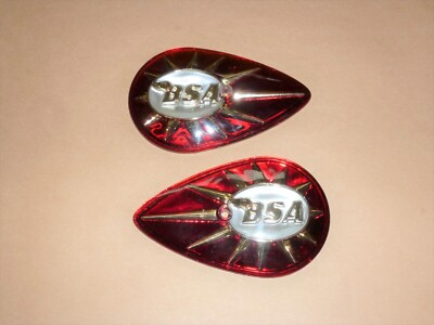 BSA Teardrop Tank Badge SET PAIR RED C15 B40 A50 A65 250 350 500 650 40 ...