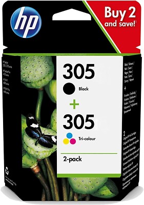 HP No 305 Black & Colour Original OEM Inkjet Cartridges 2710e, 3YM60AE ...