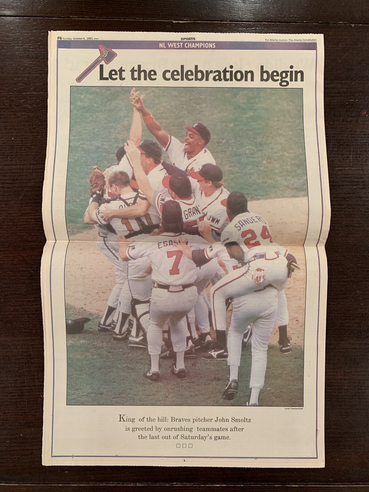 1991 Atlanta Braves Newspaper ~ 10/6/91 - "Pennant Race '91, Braves ...