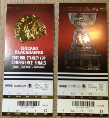 Chicago Blackhawks 2013 Conference Finals Ticket and Stanley Cup Final ...