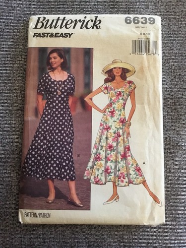 Butterick 90s Flared Dress Sewing Pattern 6639 - Sz 6-8-10 Uncut FF | eBay