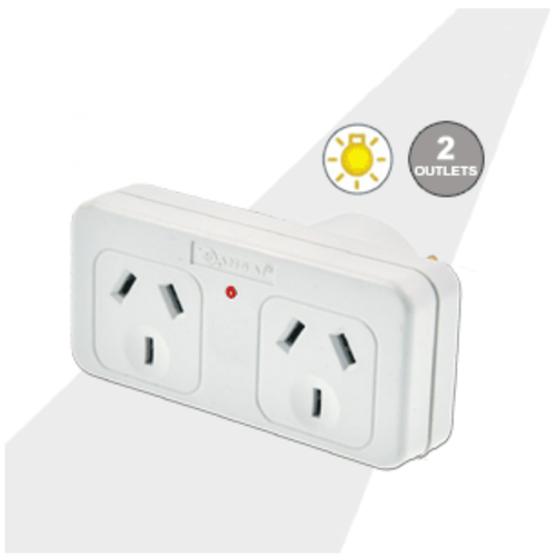 2 Outlets Double Adapter Horizontal Left Powerpoint Double Adaptor w ...