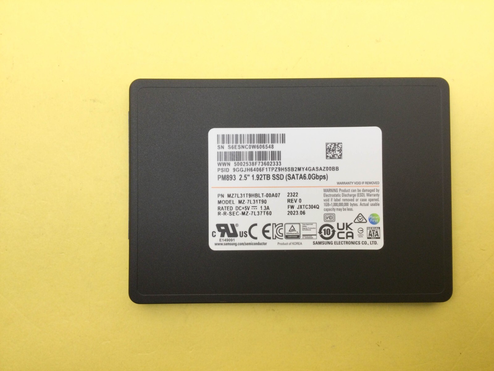 Samsung PM893 1.92TB SATA 6Gb/s 2.5in Enterprise SSD MZ-7L31T90 | eBay