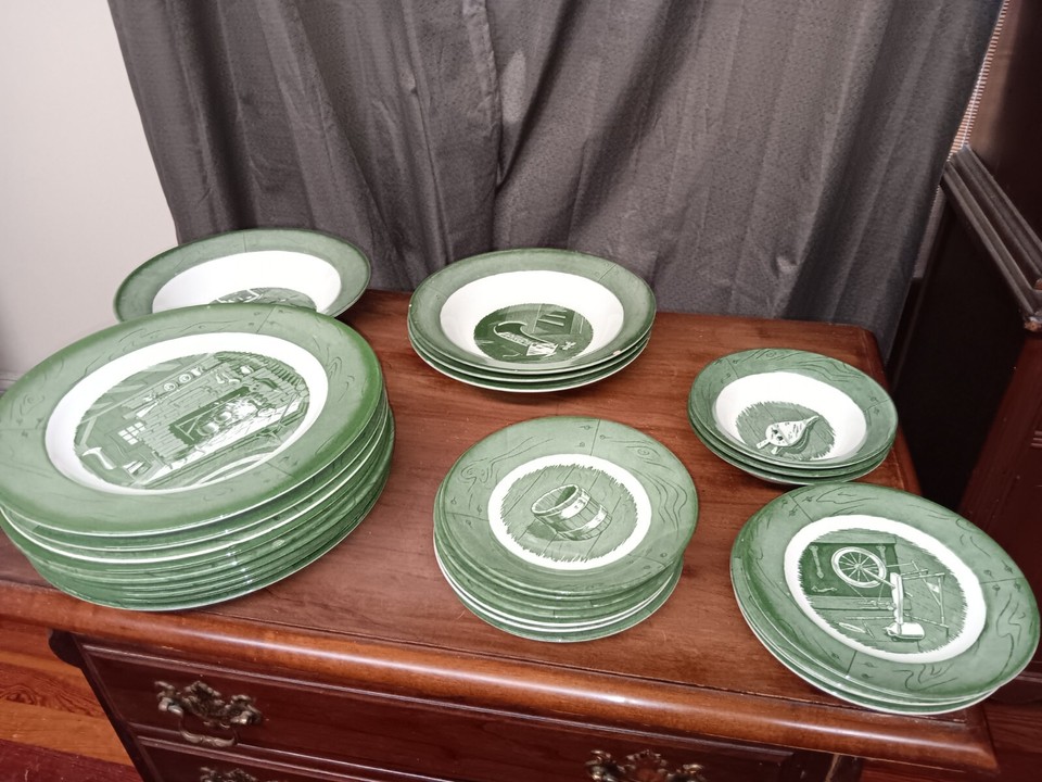 Antique Colonial Homestead by Royal Dishes Bowl Plate Set and Plate ...