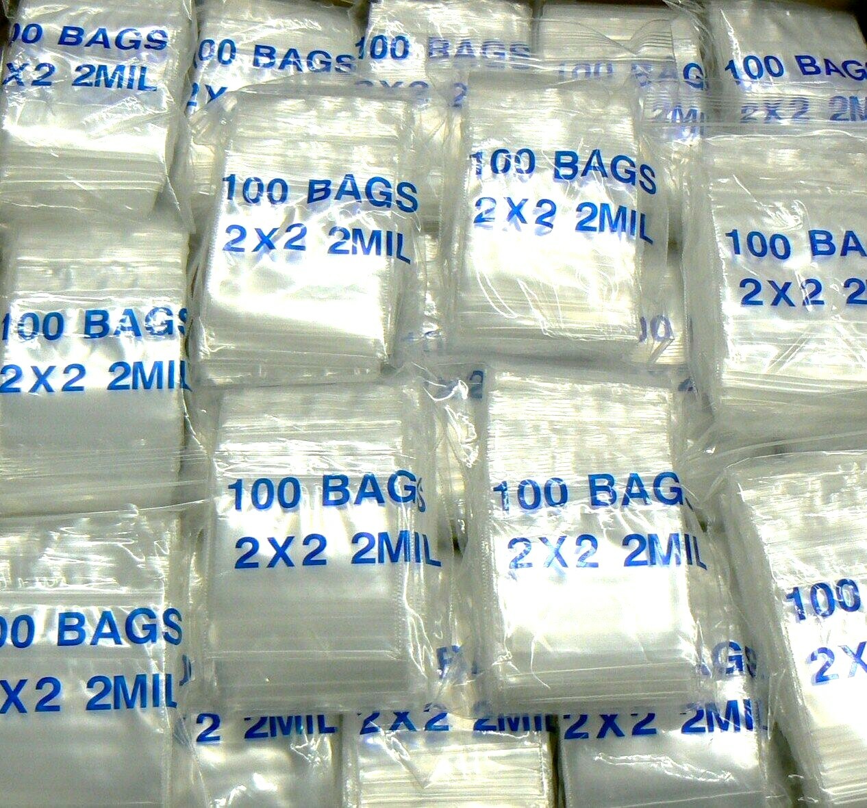 Reloc Zippit 2x2 Bags 2mil Clear Reclosable 12,000 Baggies 2" Square ...