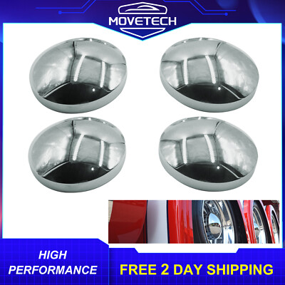 New Chrome Metal 8" Dome Style Hub Caps Dome Semi Truck 4 pcs Rear ...