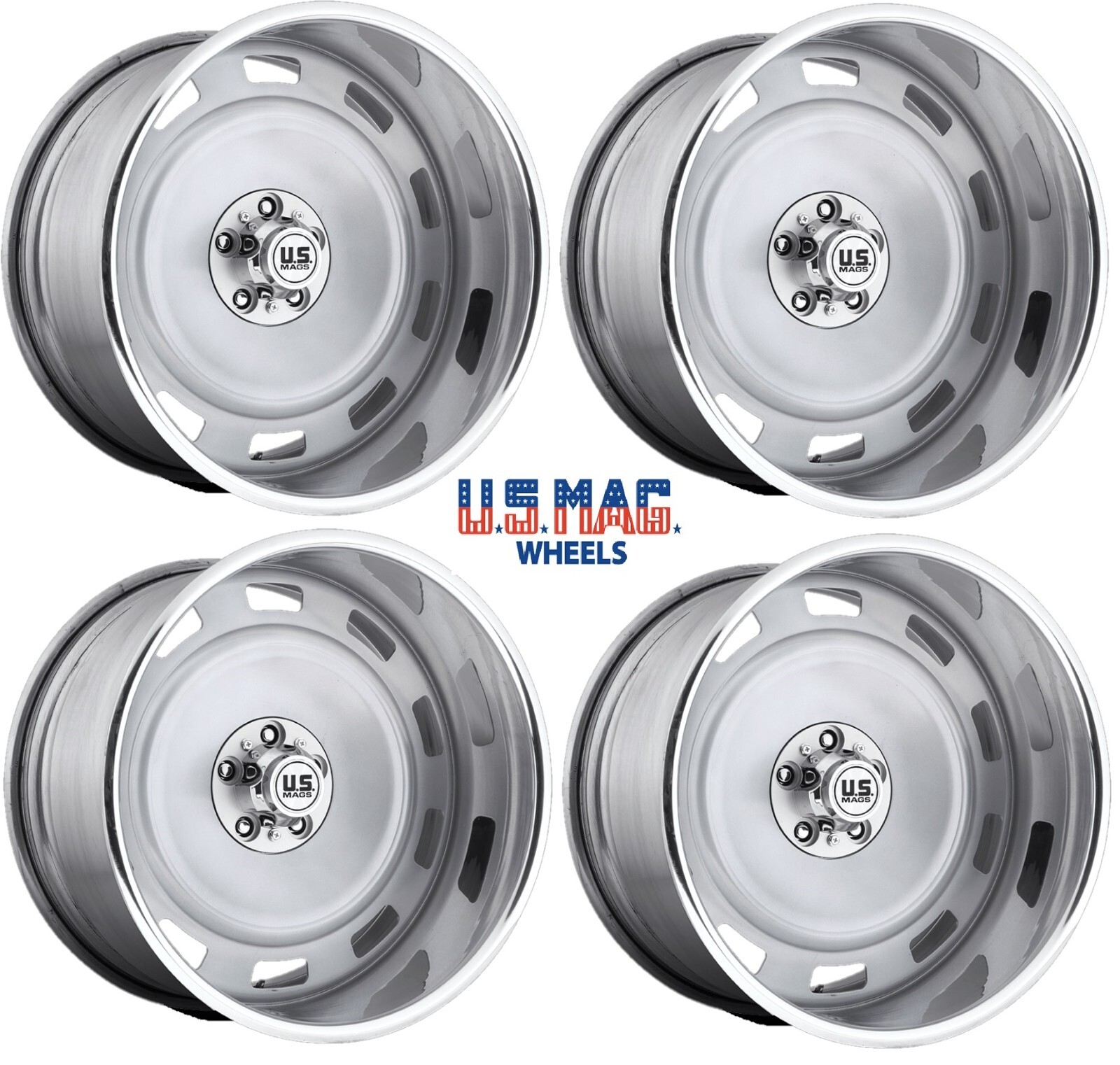 20 SCOTTSDALE US MAG WHEELS RIMS K-5 K1500 C1500 STAGGERED RALLY SILVER ...