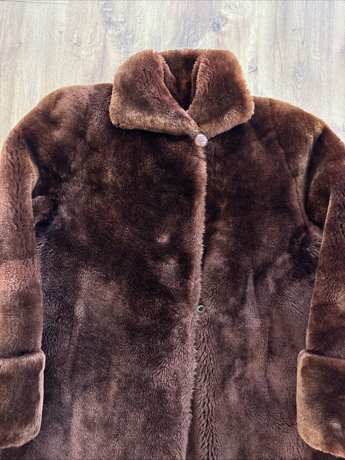 Vintage Laskin Mouton Luxury Long Brown Dyed Lamb Sherpa Fur Trench ...