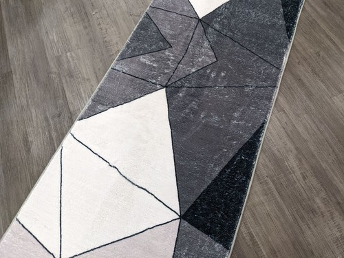 super soft quality Hallway Runner anti-slip white grey yellow abstract ...