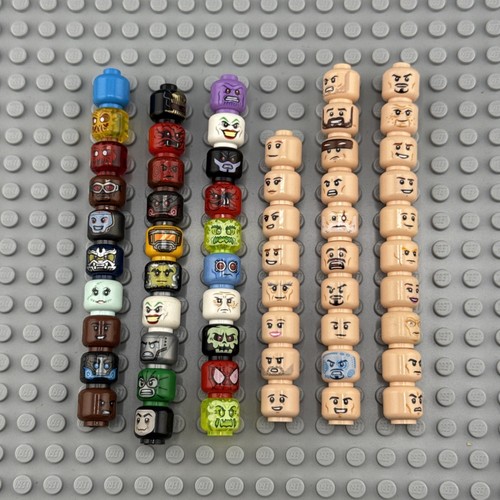 USED LEGO - Minifigure Printed Multicolored Heads - Bulk Lot of 55 ...