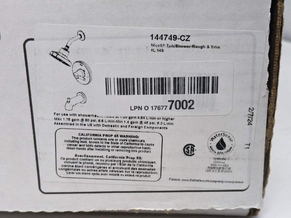 Delta Nicoli Tub Shower Kit 144749-CZ MultiChoice Valve Trim Set New ...