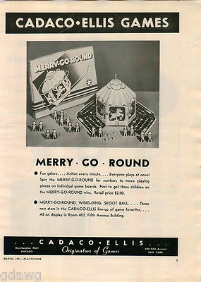 1951 ADVERT Cadaco Ellis Merry Go Round Game Toy | eBay