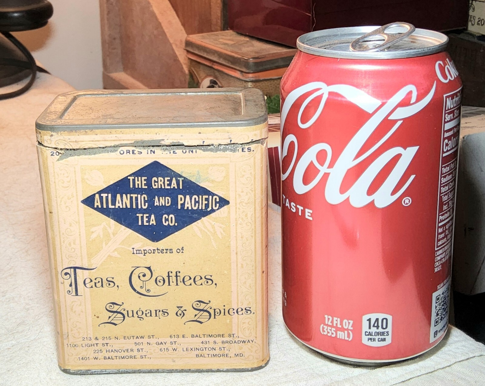 RARE ANTIQUE THE GREAT ATLANTIC AND PACIFIC TEA CO. SPICE TIN w/FULL ...