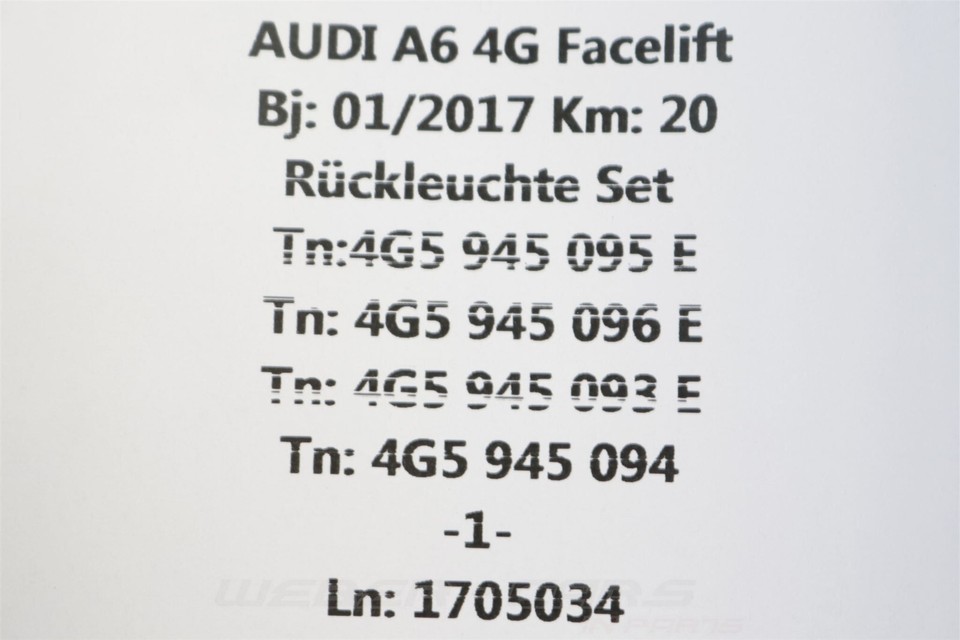 4G5945095E 4G5945096E LED Rear Lights Set OEM Audi A6 S6 4G Facelift ...