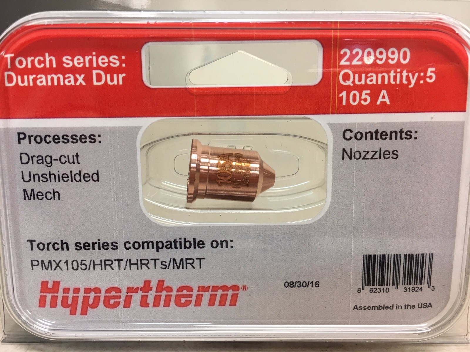 Genuine Hypertherm 220990 Powermax 105 Amp Nozzles 5 pack Drag PMX105 ...