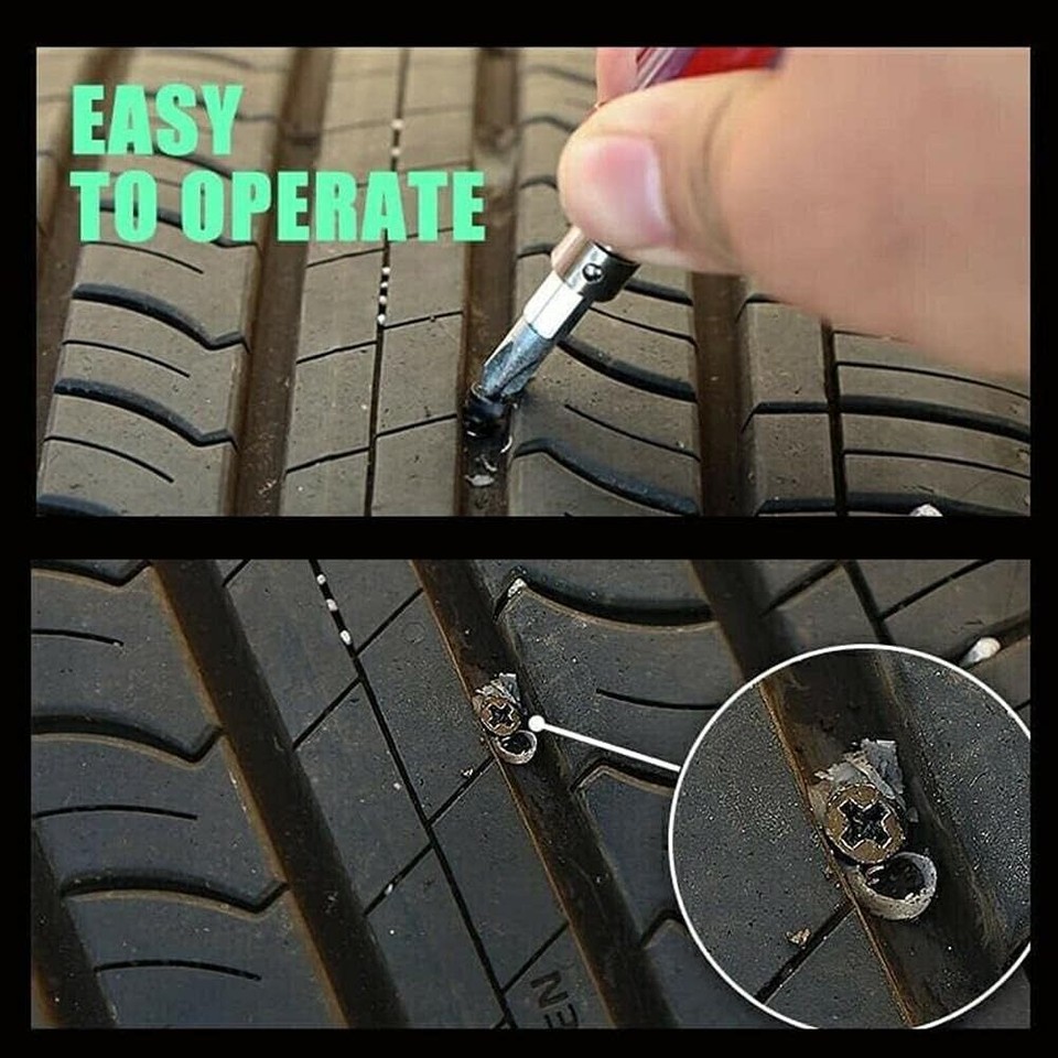 10 Car Tubeless Vacuum Tyre Puncture Repair Kit Screw Nails Tire Patch ...