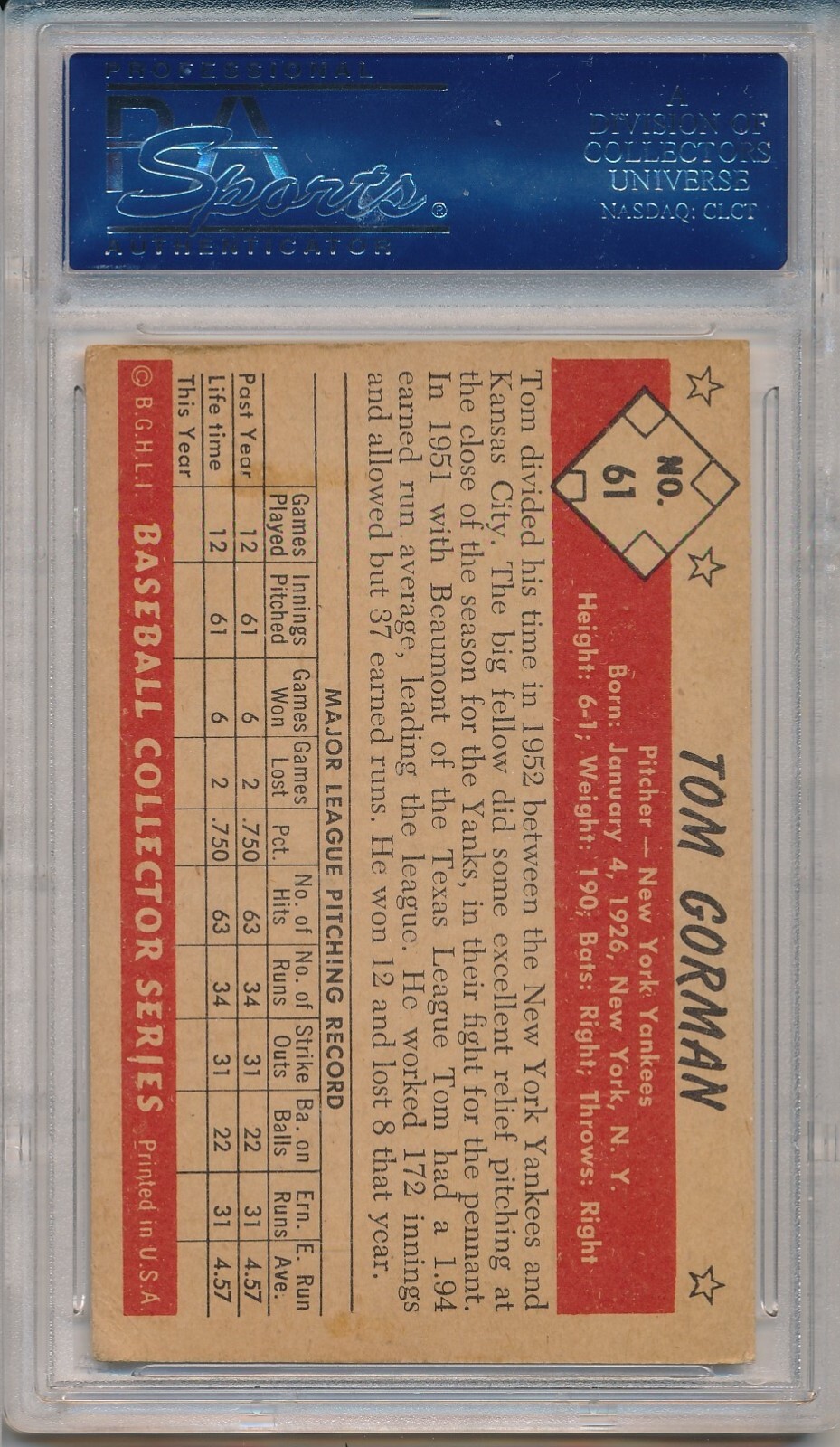 1953 Bowman - Black and White #61 Tom Gorman (RC) for sale online | eBay