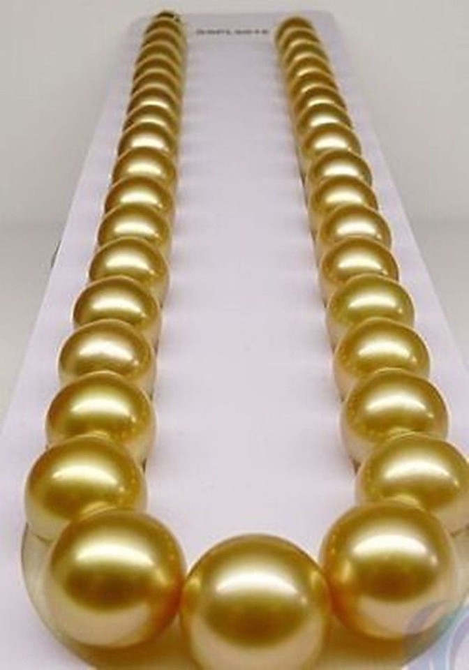 Natural 8/10mm Round South Sea Gold Shell Pearl Gemstone Loose Beads 15 ...