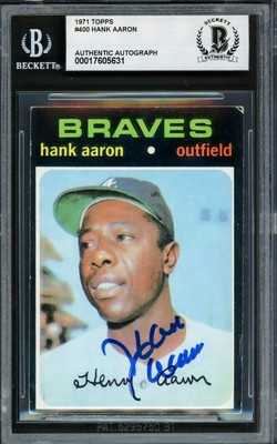 Hank Aaron Autographed 1971 Topps Card #400 Atlanta Braves Beckett BAS ...
