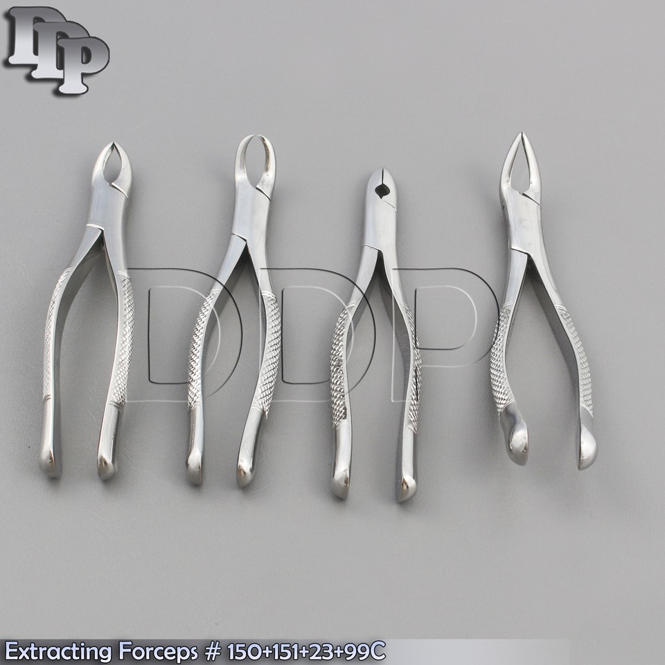 4 Pieces DENTAL TOOTH SURGERY EXTRACTING EXTRACTION FORCEPS #150+#151 ...