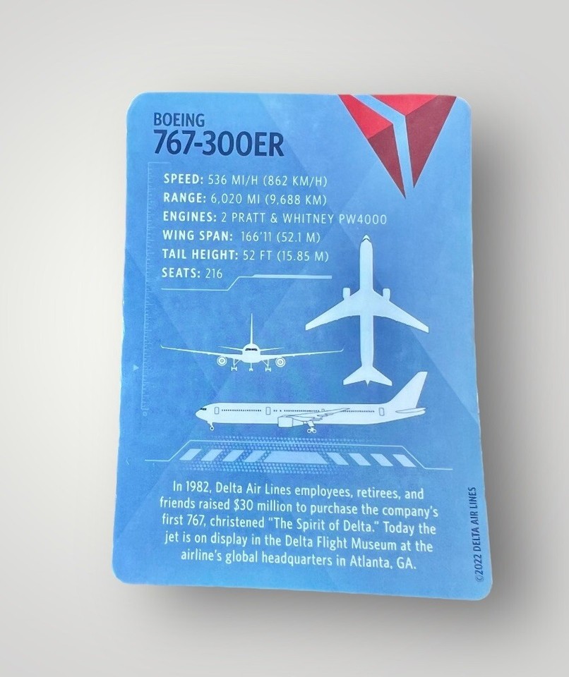 Delta Air Lines Collectible Pilot’s Trading Card Boeing 767-300ER No.55 ...