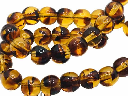 Tortoise Shell Czech Glass Beads Round 6mm Vintage | eBay