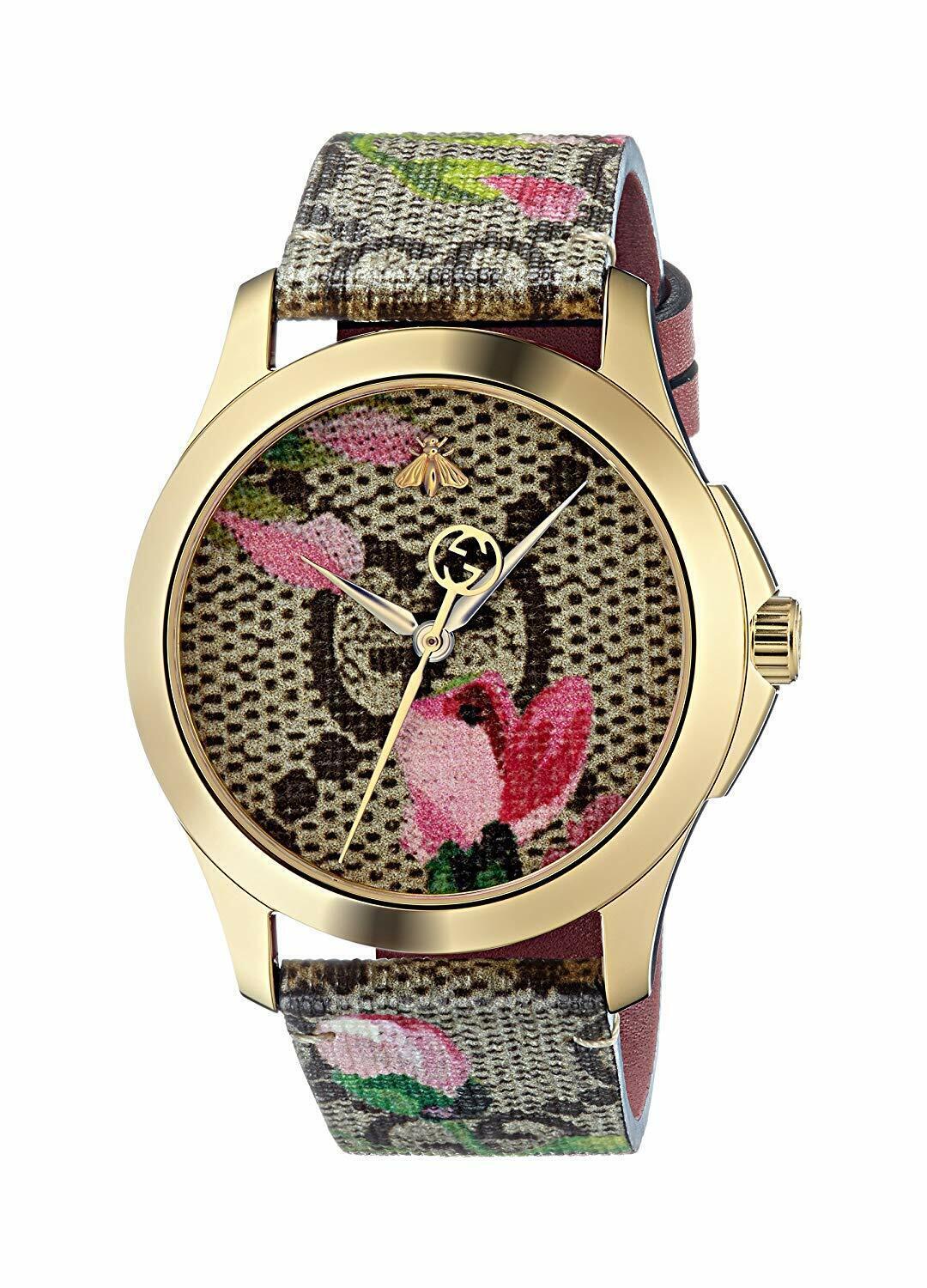 Gucci G-Timeless 38mm Yellow Gold PVD Case with GG Supreme Canvas Strap ...