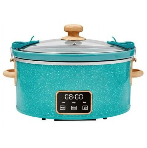 6 Quart Locking Lid Digital Slow Cooker Crock Pot, Teal Speckle | eBay