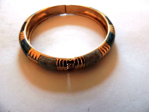 Modern Classic Spring Loaded Gold Toned, Blue & Grey Round Bracelet | eBay