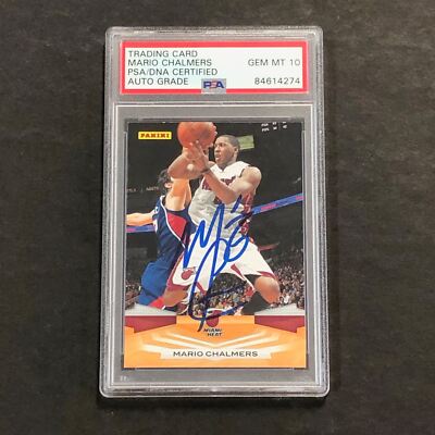 2009-10 Panini Basketball #131 Mario Chalmers Signed Card AUTO 10 PSA ...