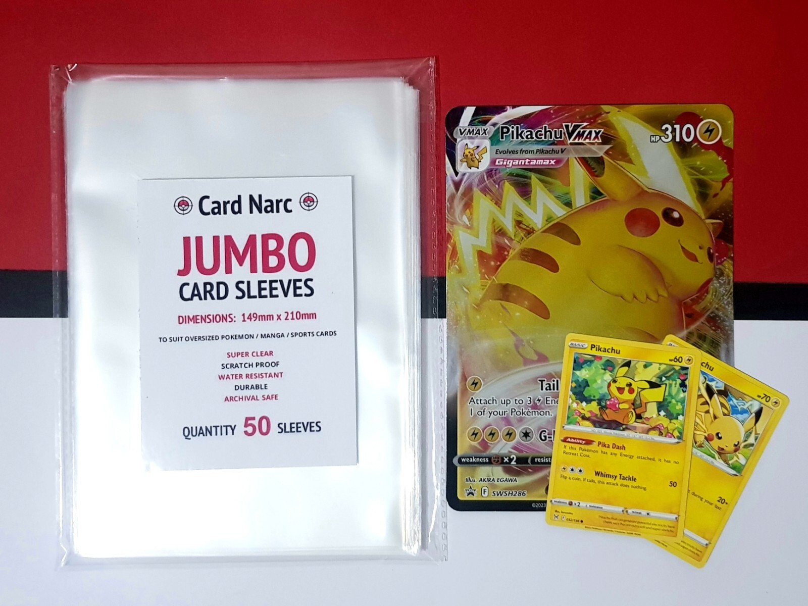 50 x Clear Jumbo Card Protector Sleeves to suit Oversized Pokemon ...