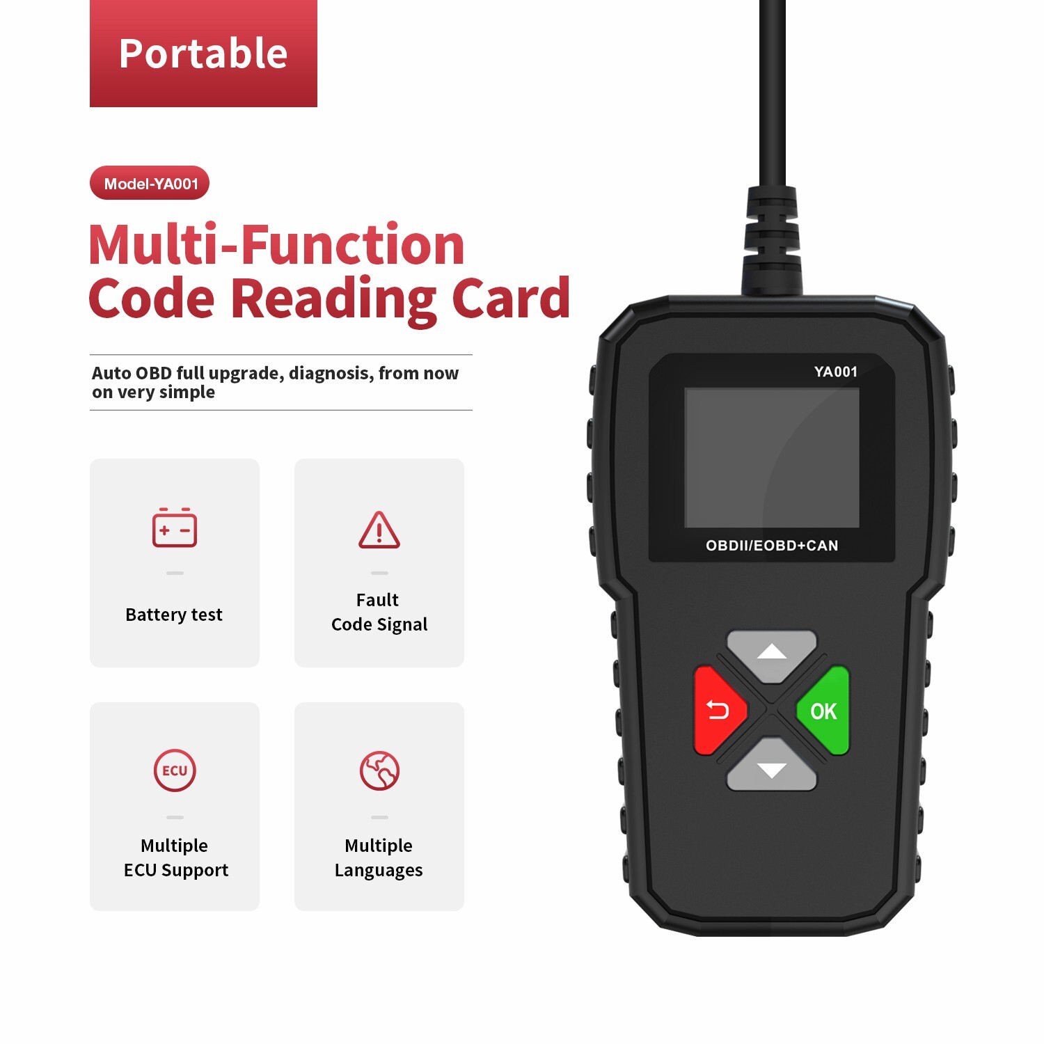 Automotive Car OBD2 Scanner OBD Code Reader Check Engine Fault ...